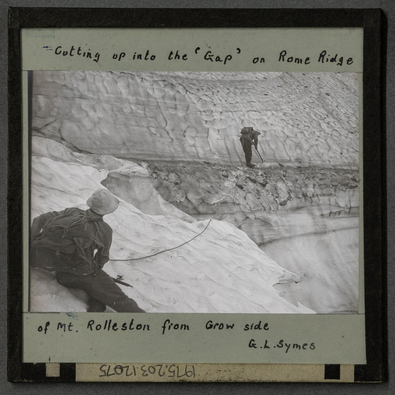 Lantern Slide: Cutting ice on Rome Ridge, Mount Rolleston - Canterbury ...