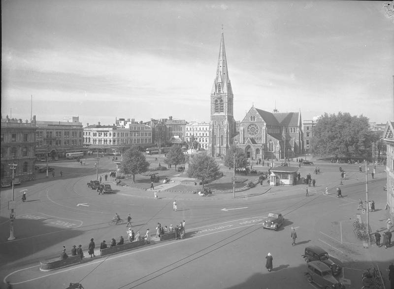 Scan of Negative: Cathedral Square - Canterbury Museum