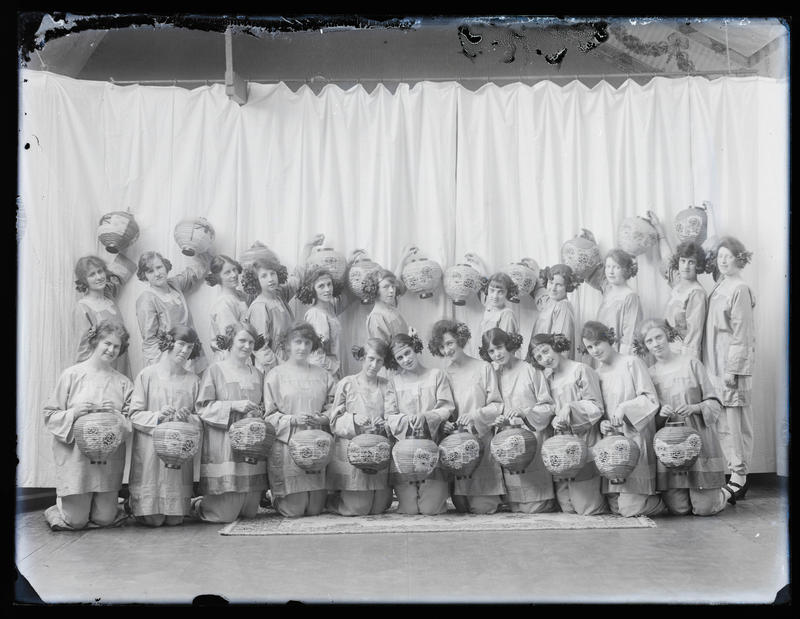 Glass Plate Negative: Women with lanterns - Canterbury Museum