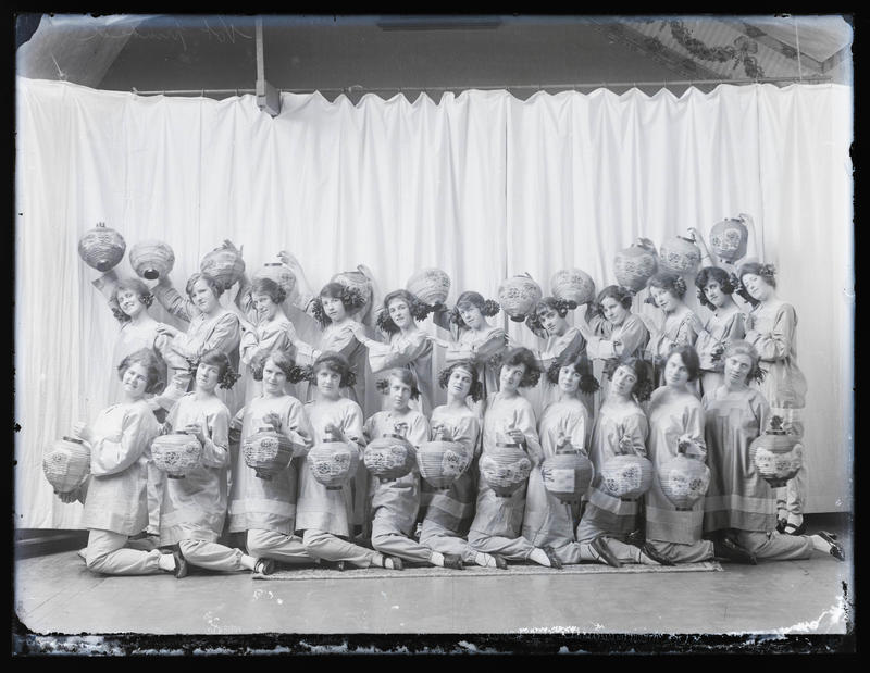 Glass Plate Negative: Women with lanterns - Canterbury Museum