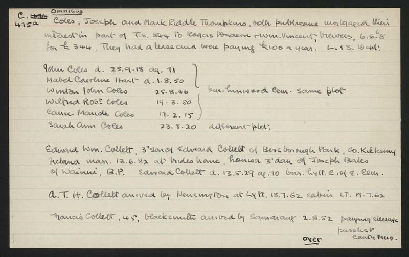 Macdonald Dictionary Record: Joseph Coles, John Coles, Edward William ...