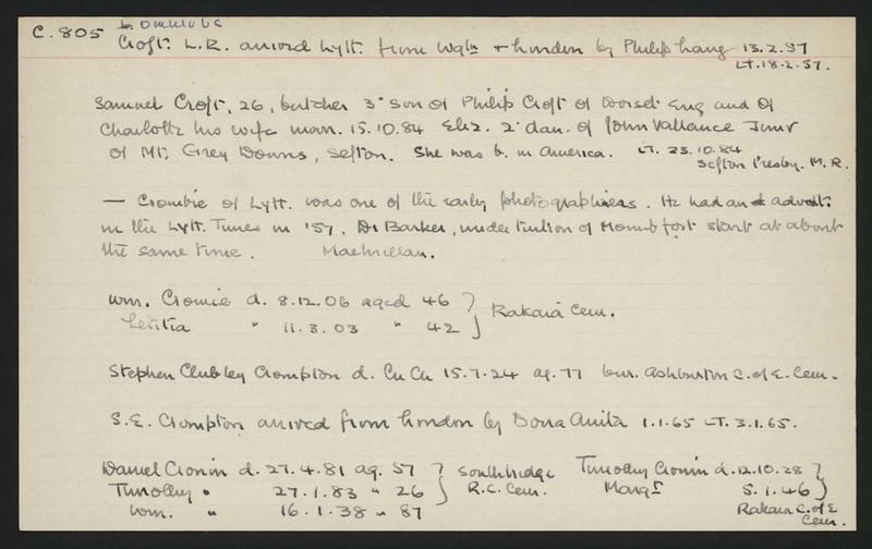 Macdonald Dictionary Record: L R Croft, Samuel Croft, Crombie, William ...