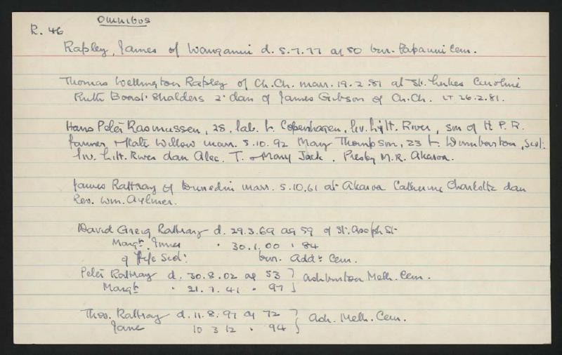 Macdonald Dictionary Record: James Rapley, Thomas Wellington Rapley ...