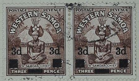 Stamps: Western Samoan Three Pence - Canterbury Museum