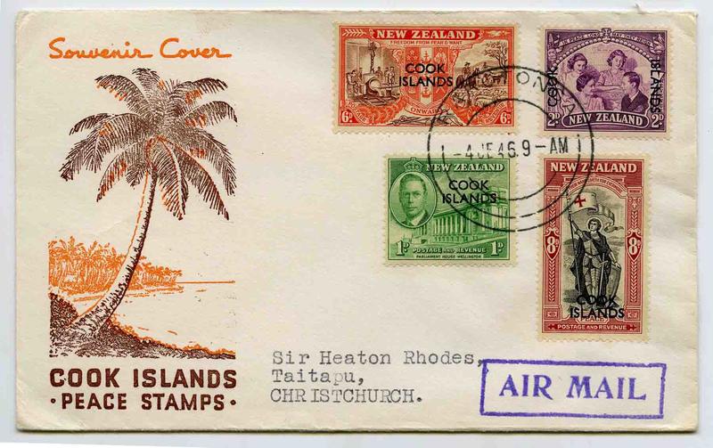 Commemorative Cover: Cook Islands Peace Stamps 1946 - Canterbury Museum