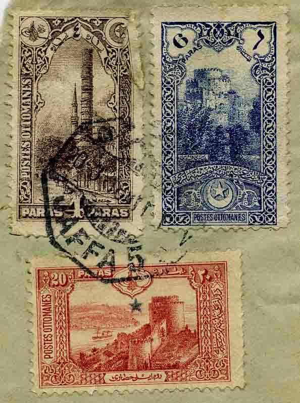 Stamps: Postes Ottomanes 4 Paras, 6 Paras and 20 Paras - Canterbury Museum