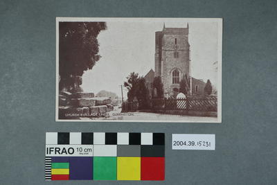 Postcard: Church and Village Cross, Durrington - Canterbury Museum