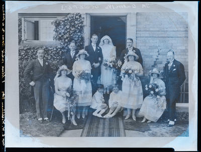 Film Negative: Wedding group outside house (copy) - Canterbury Museum