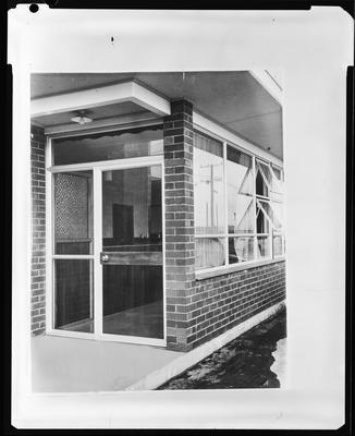 Film negative: Windows and doors installed - Canterbury Museum