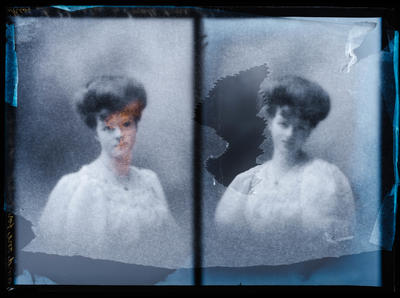 Glass Plate Negative: Miss A Christie (twin negative) - Canterbury Museum
