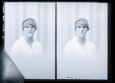 Glass Plate Negative: Miss D Fairbairn (twin negative) - Canterbury Museum