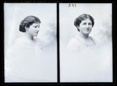 Glass Plate Negative: Miss M Wells (twin negative) - Canterbury Museum