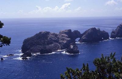 Colour slide: Hinemoa Island, Princes Islands from summit of West ...