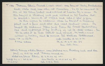 Macdonald Dictionary Record: Edwin Parcell Thomas - Canterbury Museum