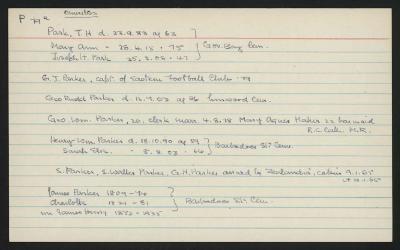 Macdonald Dictionary Record: T H Park, Joseph H Park, G J Parker ...