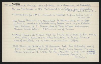 Macdonald Dictionary Record: Thomas Tennant, Tennant, William James ...