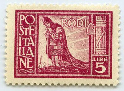 Stamp: Rodi 5 Lire - Canterbury Museum