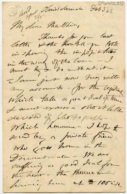 Letter: Alfred Charles Barker to Matthias Barker, 3 February 1862 ...