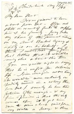Letter: Alfred Charles Barker to Matthias Barker, 12 August 1862 ...