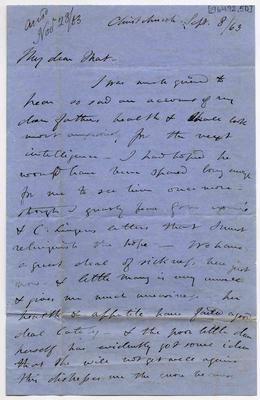 Letter: Alfred Charles Barker to Matthias Barker, 8 September 1863 ...