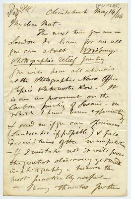 Letter: Alfred Charles Barker to Matthias Barker, 14 May 1866 ...