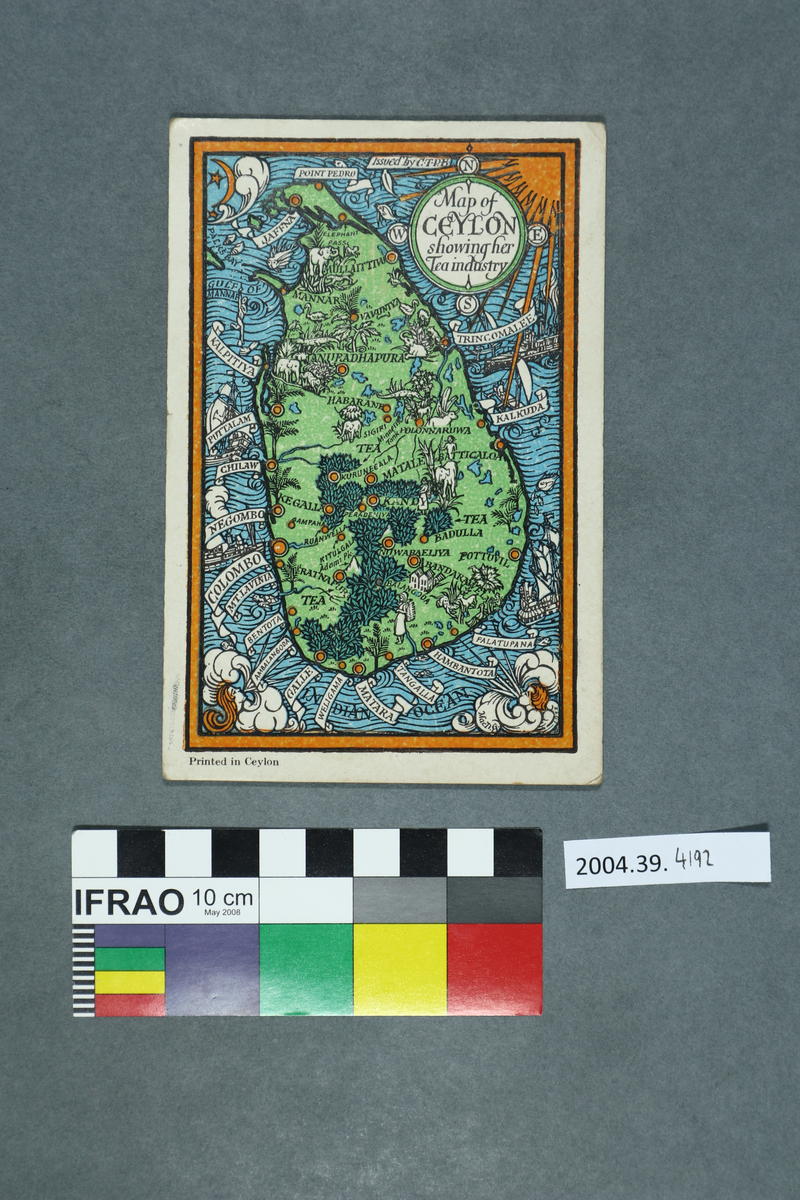 Postcard: Map of Ceylon - Canterbury Museum