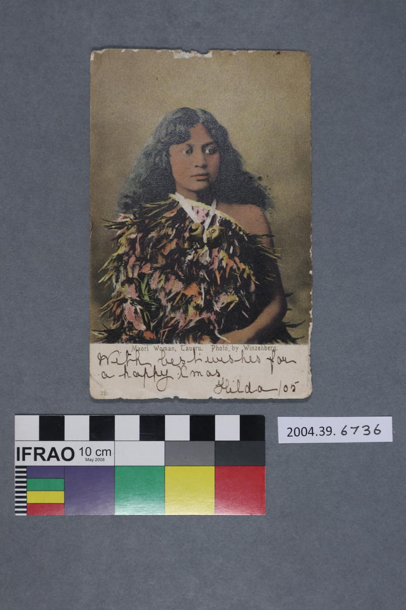 Postcard: Maori Woman, Taueru - Canterbury Museum