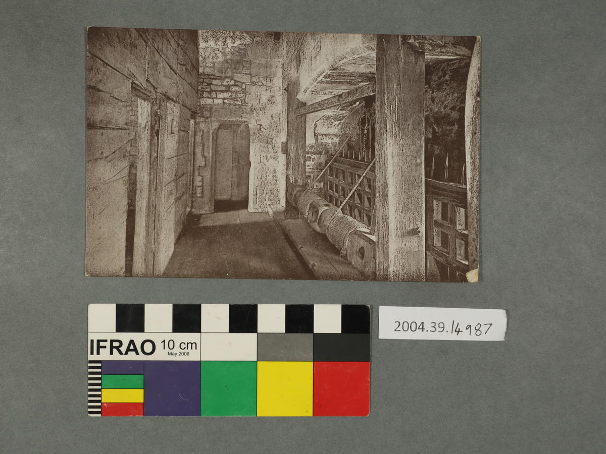Postcard: Corridor with windlass - Canterbury Museum