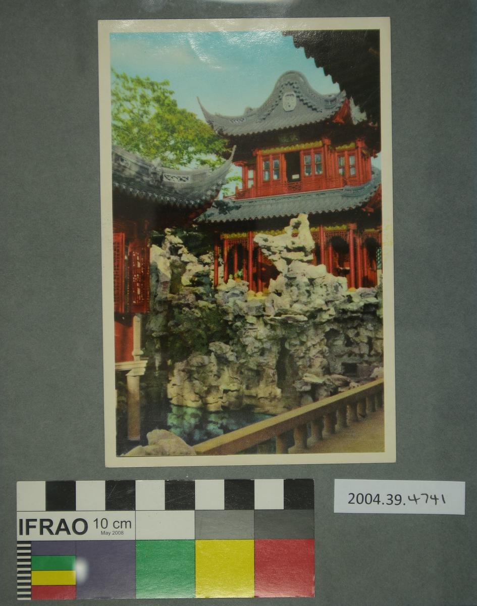 Postcard of Asian style buildings - Canterbury Museum