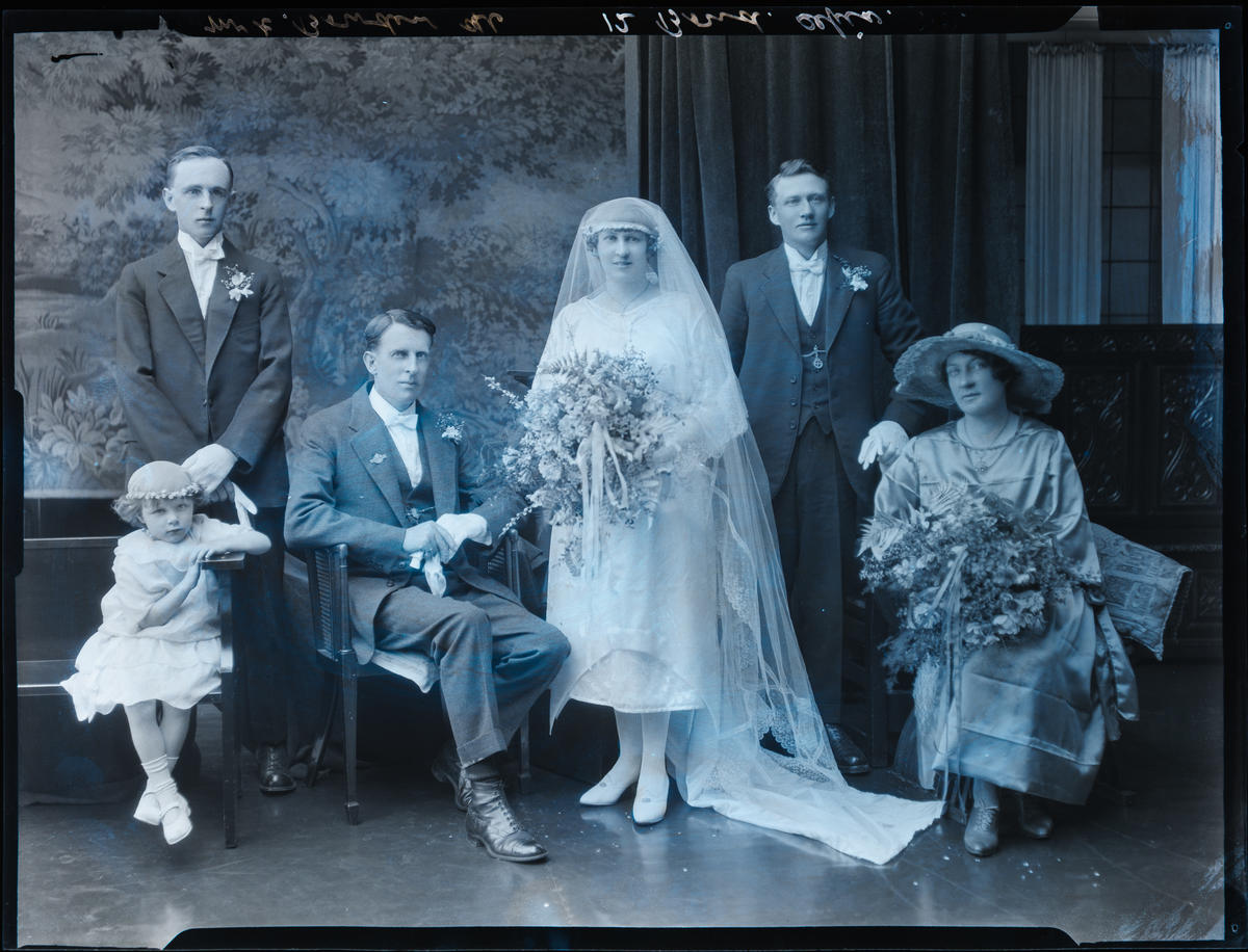 Film Negative: Bowden wedding group - Canterbury Museum