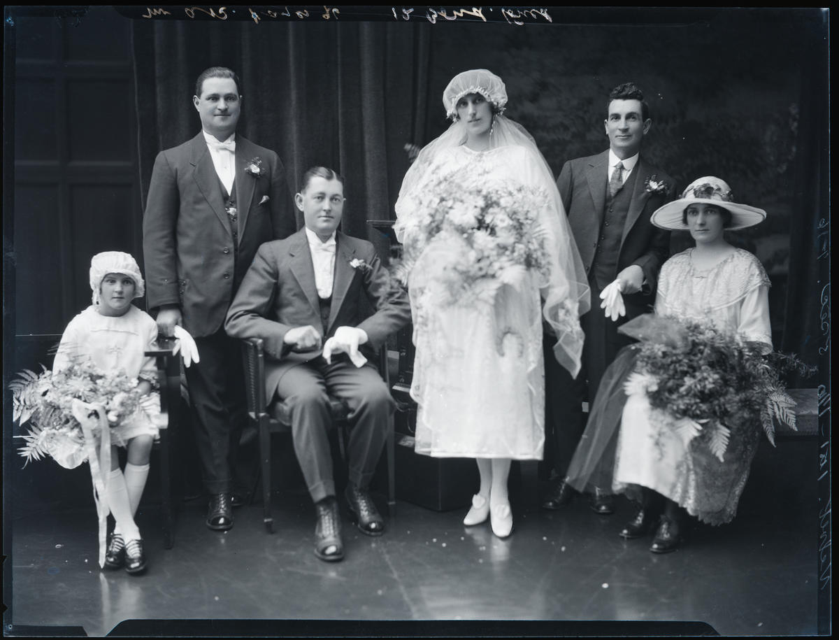 Film Negative: Hayes wedding group - Canterbury Museum