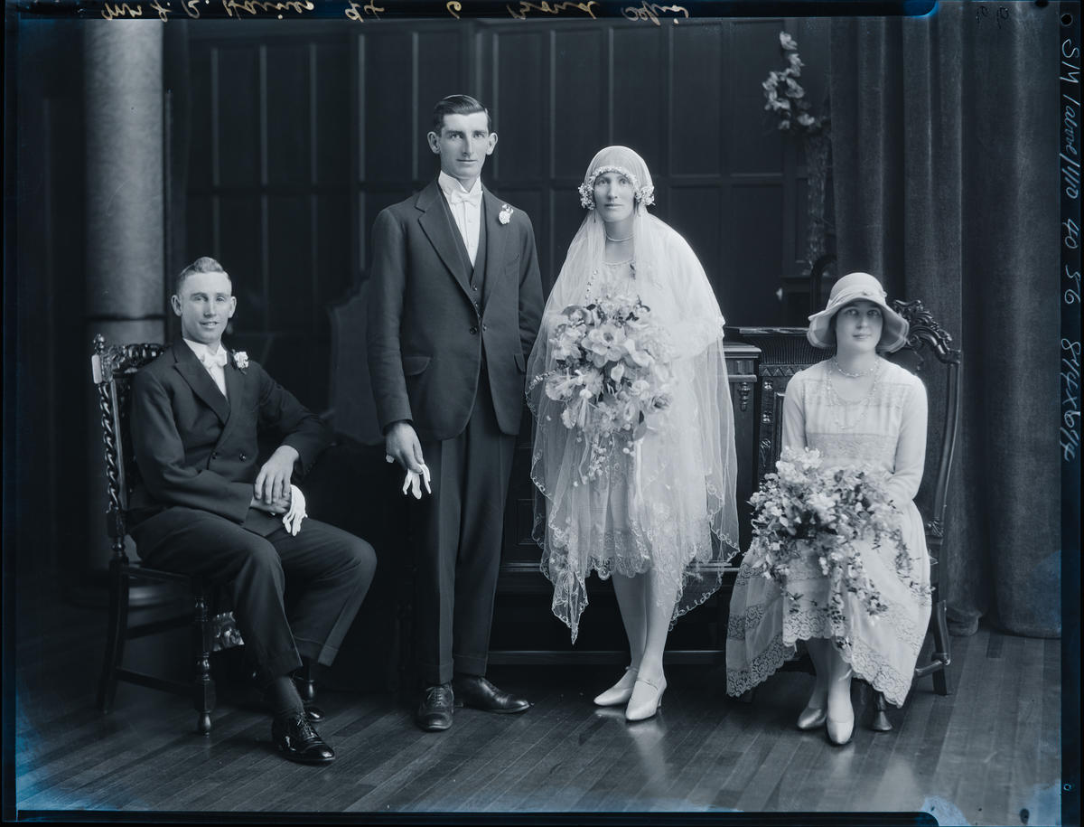 Film Negative: Haines wedding group - Canterbury Museum