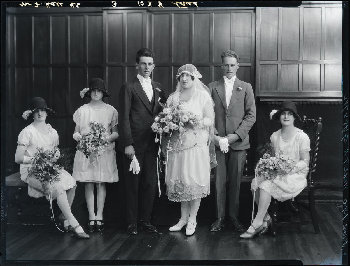 Film Negative: Hall wedding group - Canterbury Museum