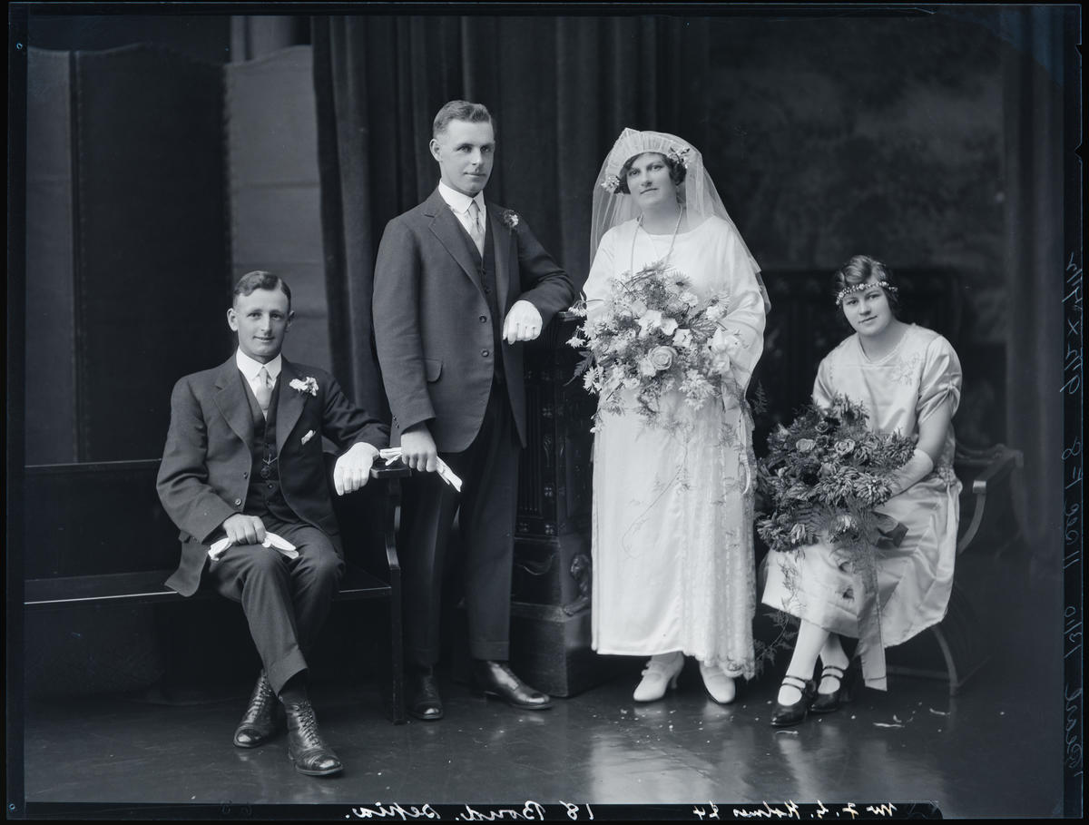Film Negative: Holmes wedding group - Canterbury Museum