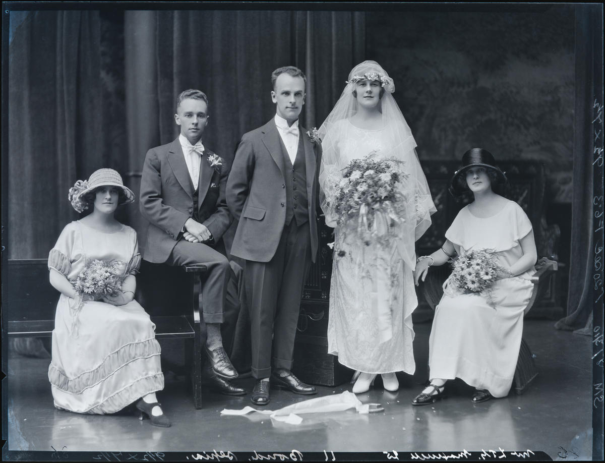 Film Negative: Maxwell wedding group - Canterbury Museum