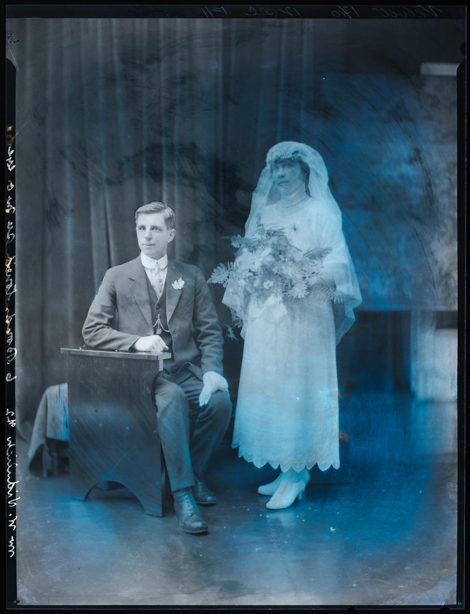 Film Negative: Vidulich bride and groom - Canterbury Museum