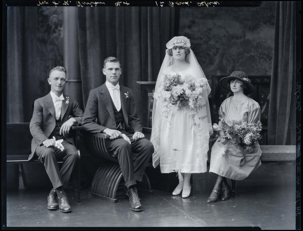 Film Negative: Vivian wedding group - Canterbury Museum