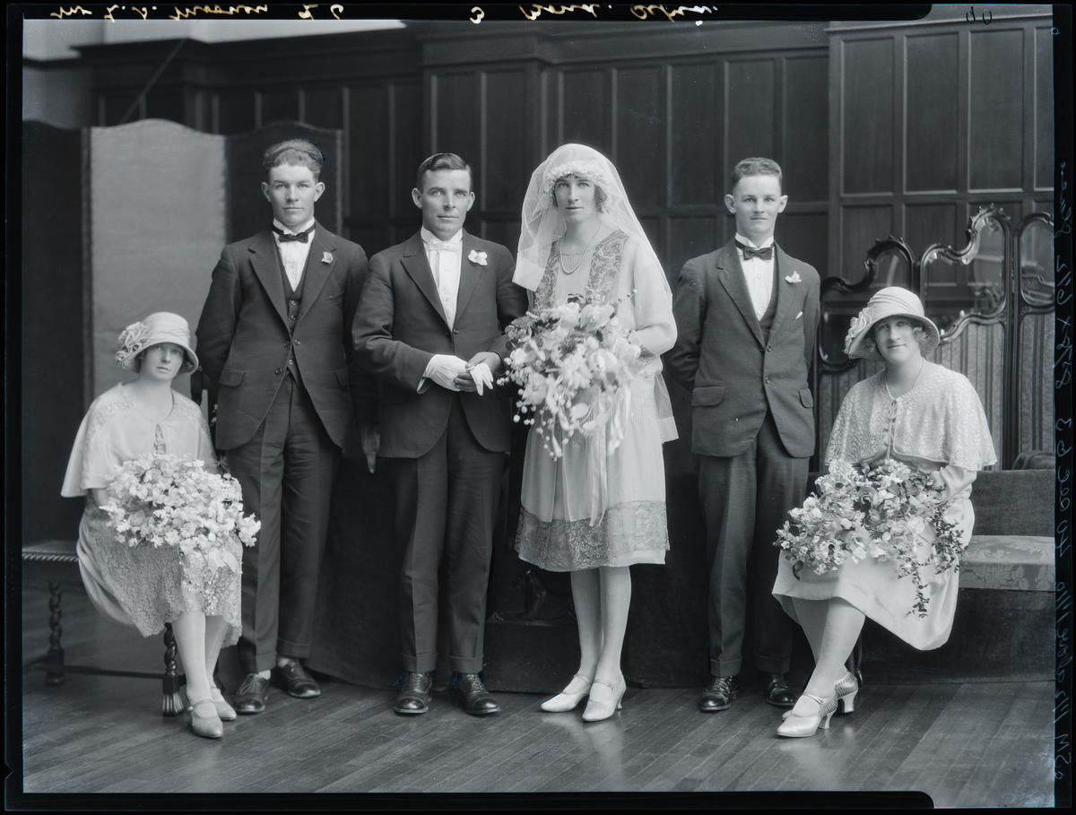 Film Negative: Mooney wedding group - Canterbury Museum