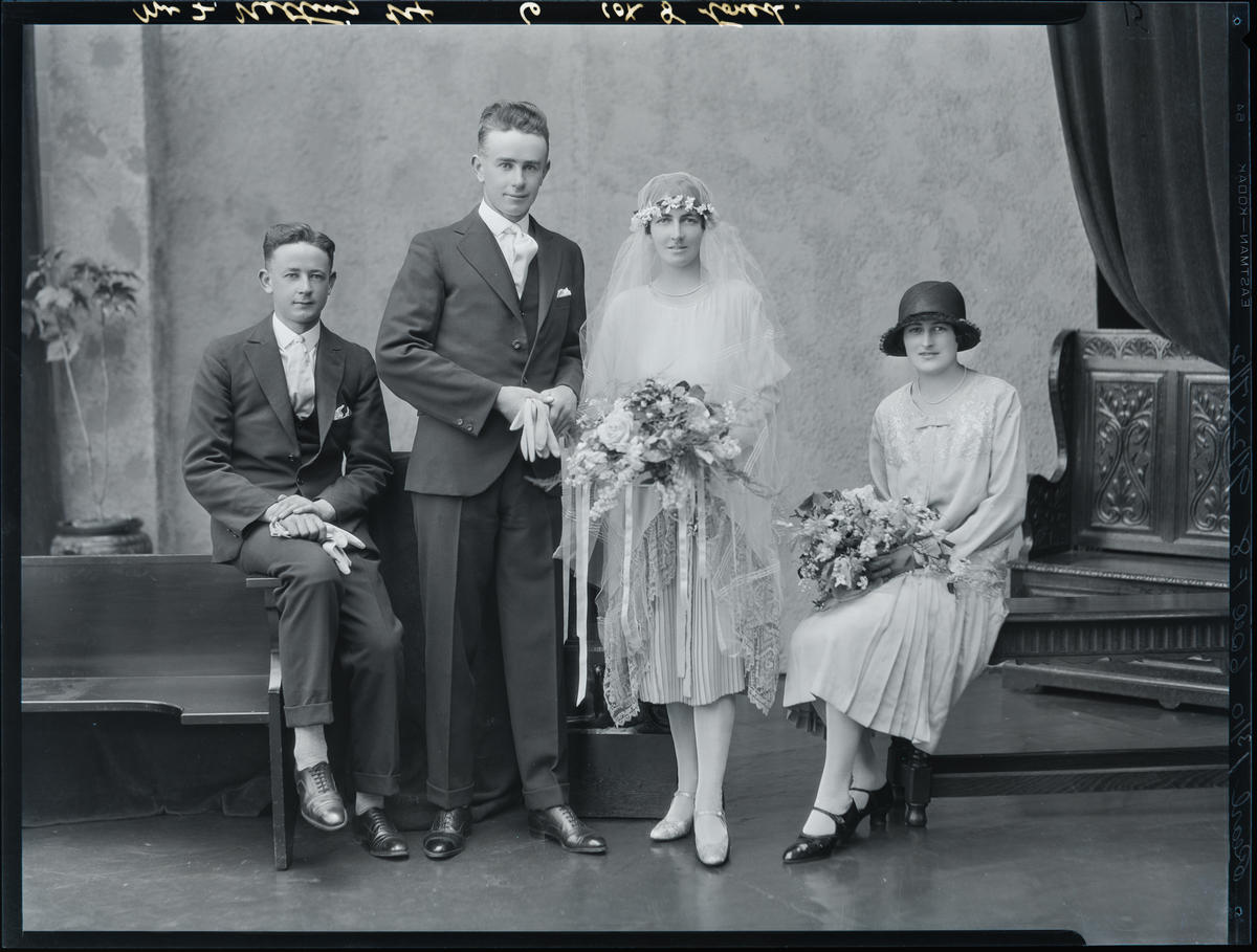 Film Negative: Netting wedding group - Canterbury Museum