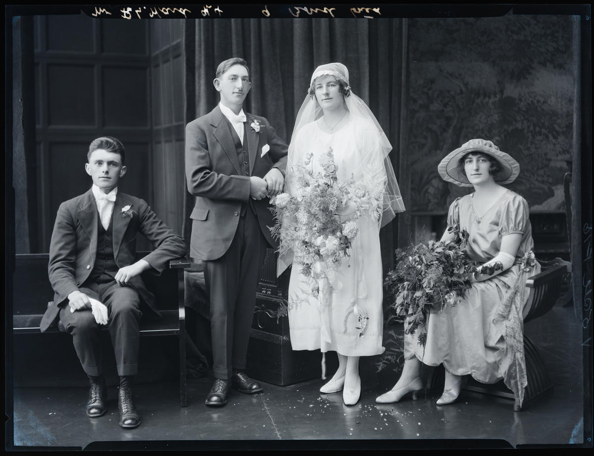 Film Negative: Ward wedding group - Canterbury Museum