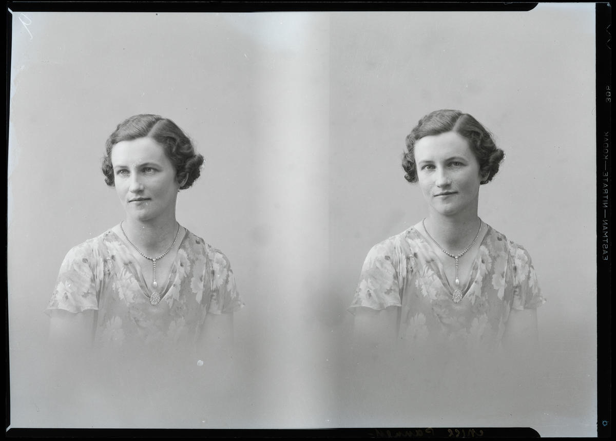 Film Negative: Miss Pannett (twin negative) - Canterbury Museum