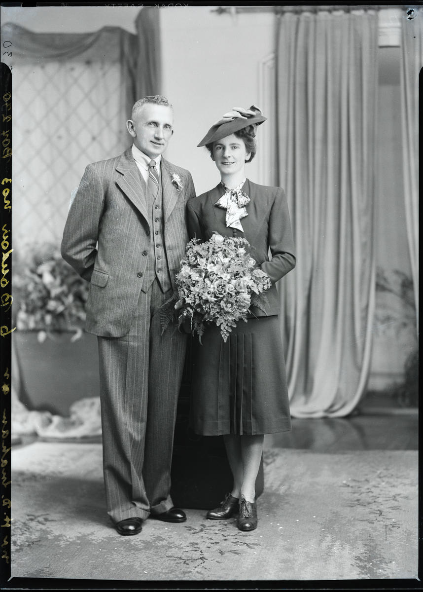 Film Negative: Graham bride and groom - Canterbury Museum