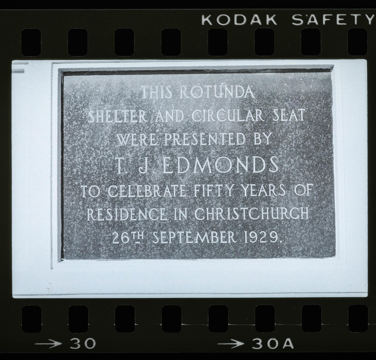 Negative: Edmond's Band Rotunda - Canterbury Museum
