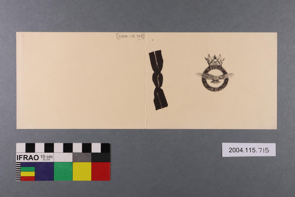 Greeting Card of a ribbon and a RNZAF Museum emblem - Canterbury Museum