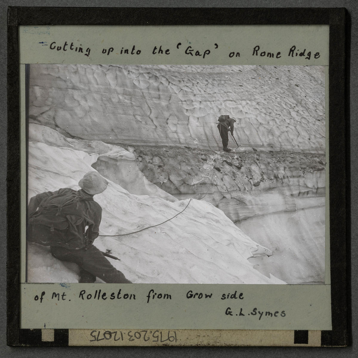 Lantern Slide: Cutting ice on Rome Ridge, Mount Rolleston - Canterbury ...