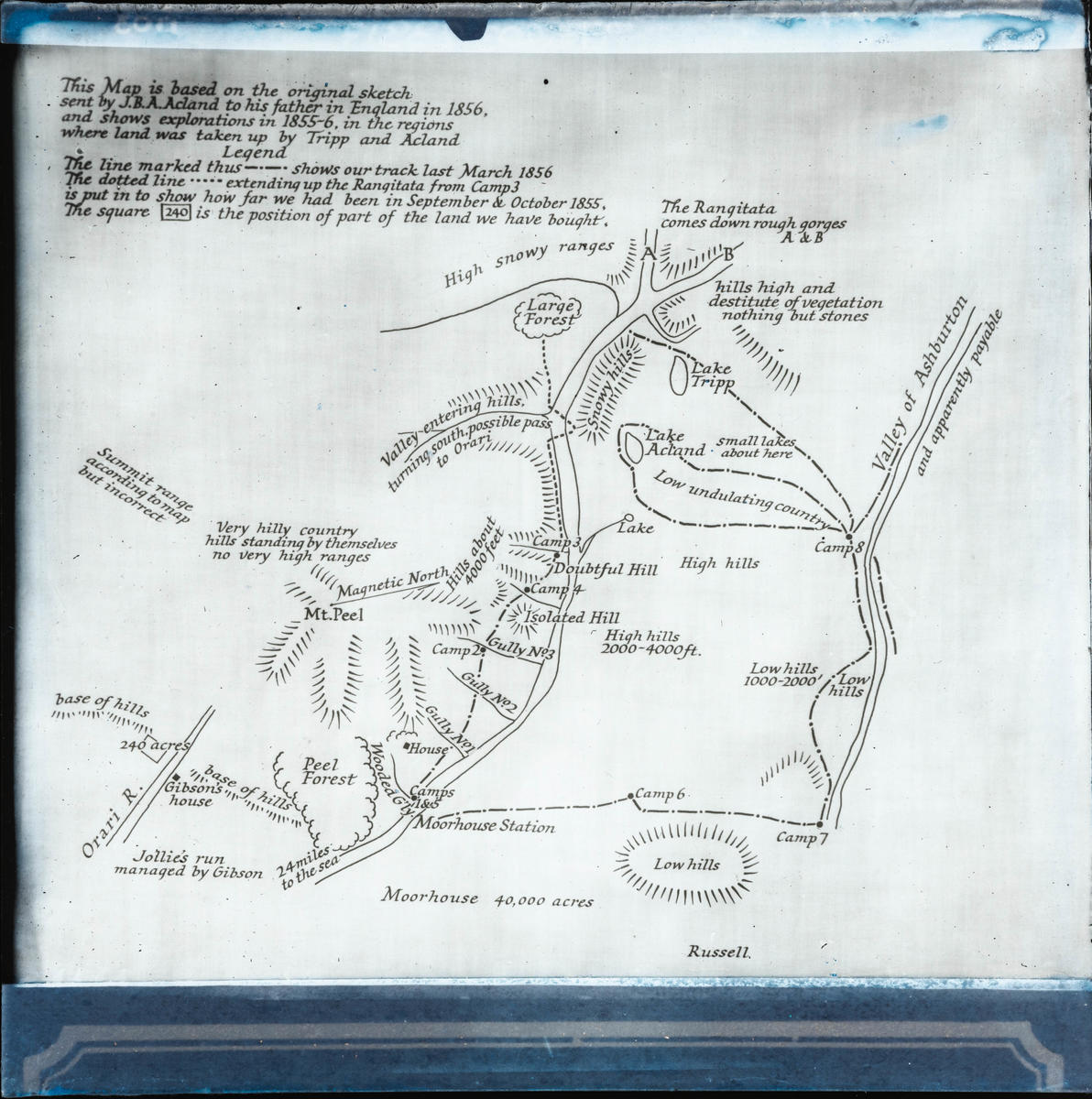 Lantern Slide: Map of Rangitata River - Canterbury Museum