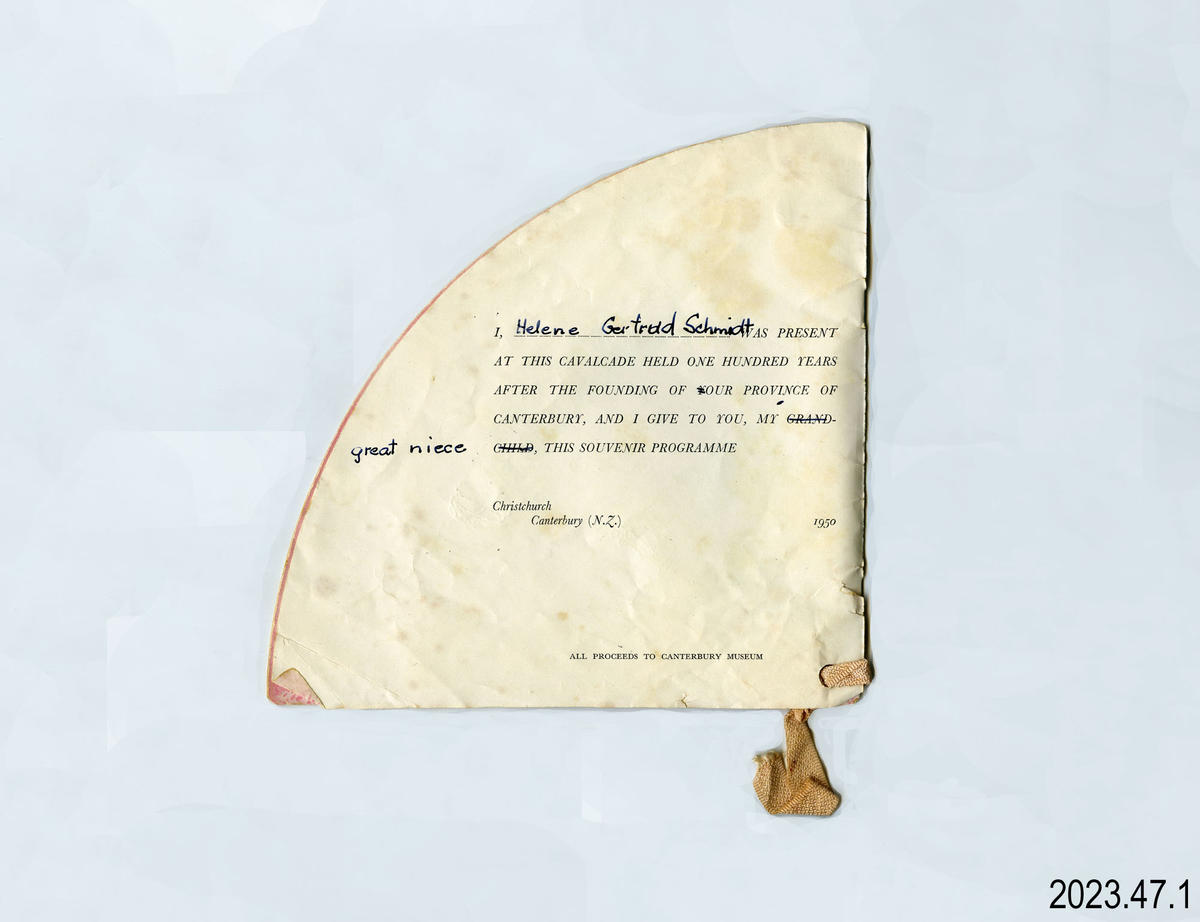 Programme: Cavalcade of Fashion 1850-1950 - Canterbury Museum