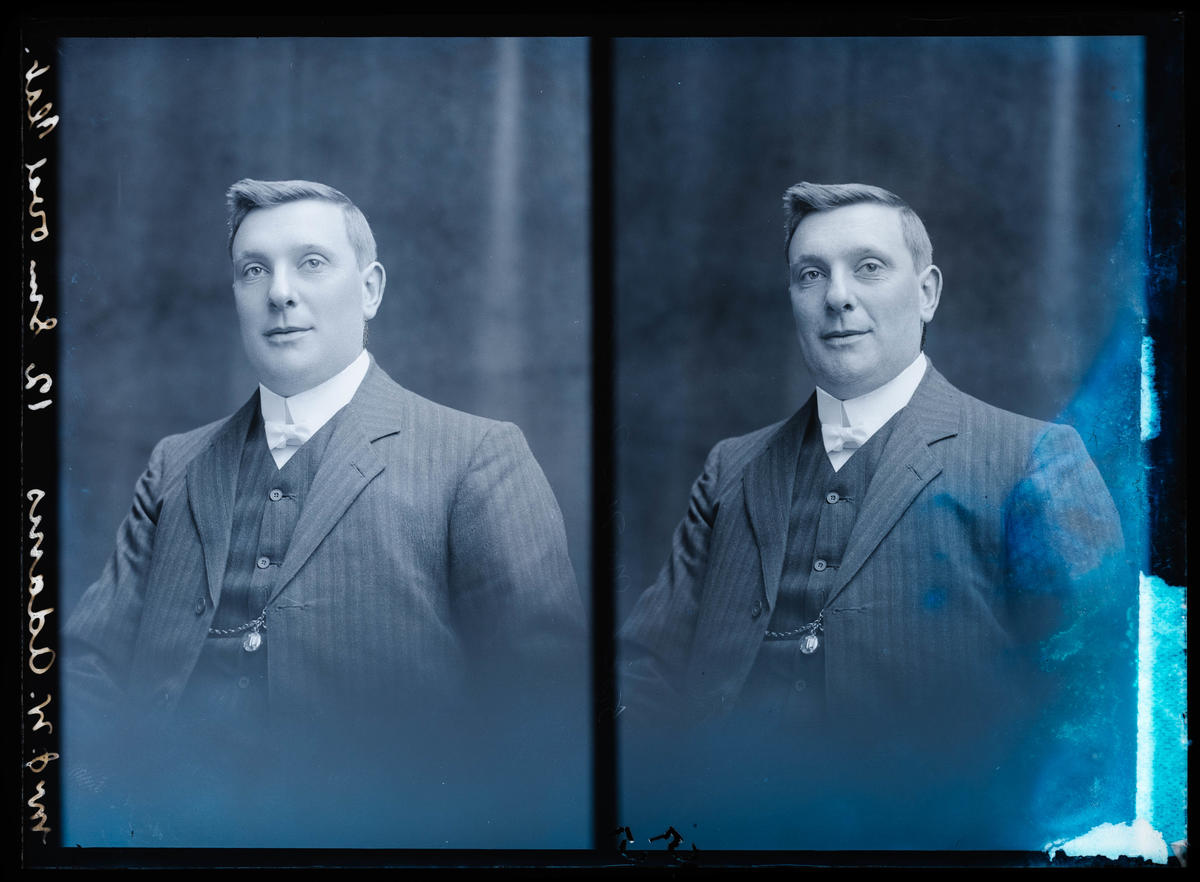 Glass Plate Negative: Mr J W Adams (twin negative) - Canterbury Museum