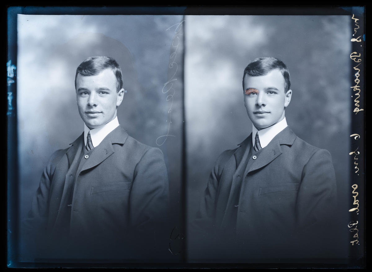 Glass Plate Negative: Mr S Brooking (twin negative) - Canterbury Museum