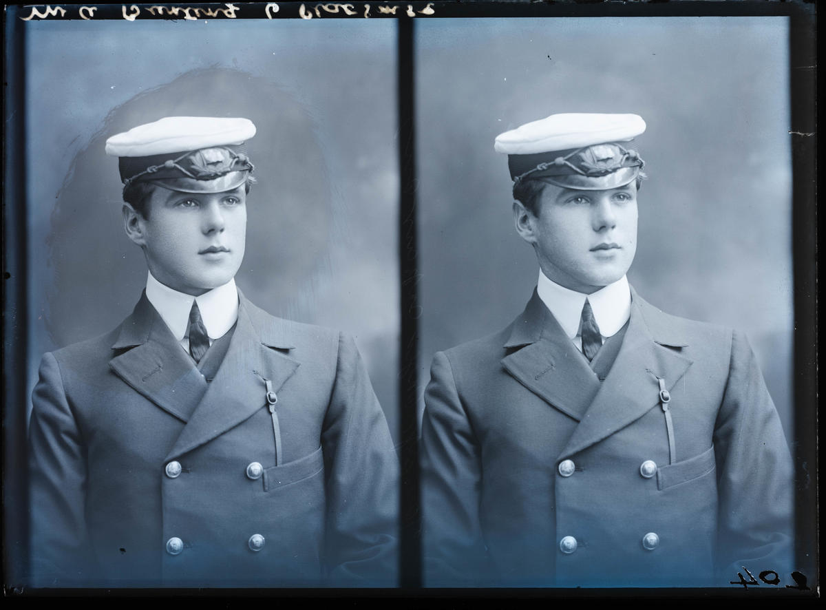 Glass Plate Negative: Mr A Bunting - Man in naval uniform (twin ...
